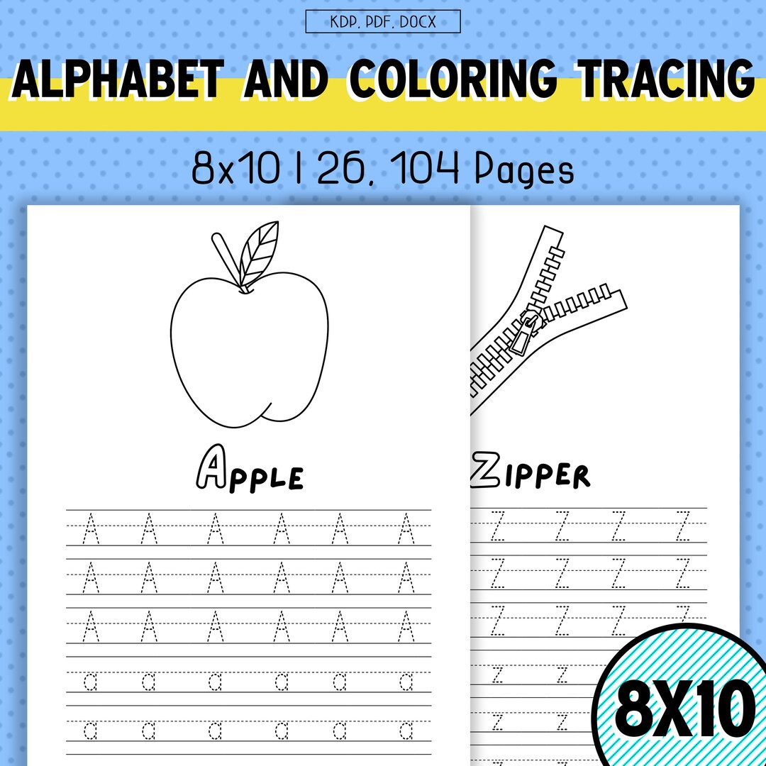 Alphabet Coloring Tracing Sheets for Kids: 26 Pages (PDF, DOCX) - Etsy