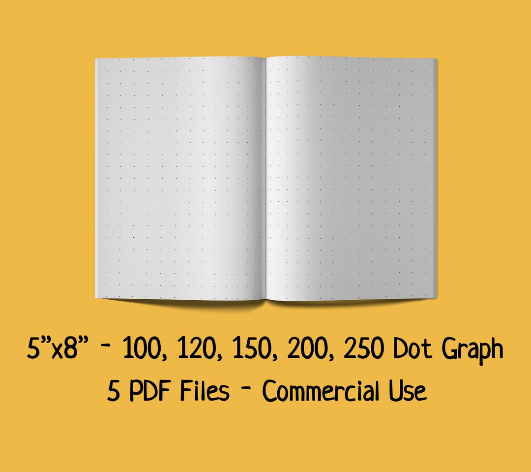 5x8 Dot Graph KDP Interior Template 100, 120, 150, 200, 250 PDF Pages ...