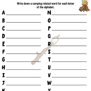 Camping Alphabet Game A4 A5 US Letter SVG PDF Png Camping Game ...