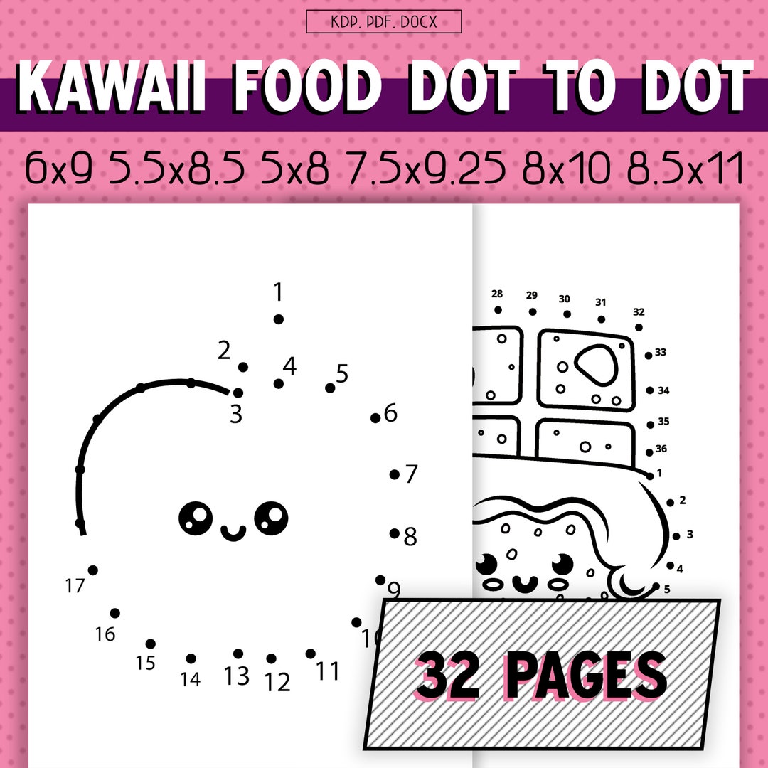 Kawaii Food Dot to Dot Sheets: Kids Activity Book (PDF, DOCX) - Etsy