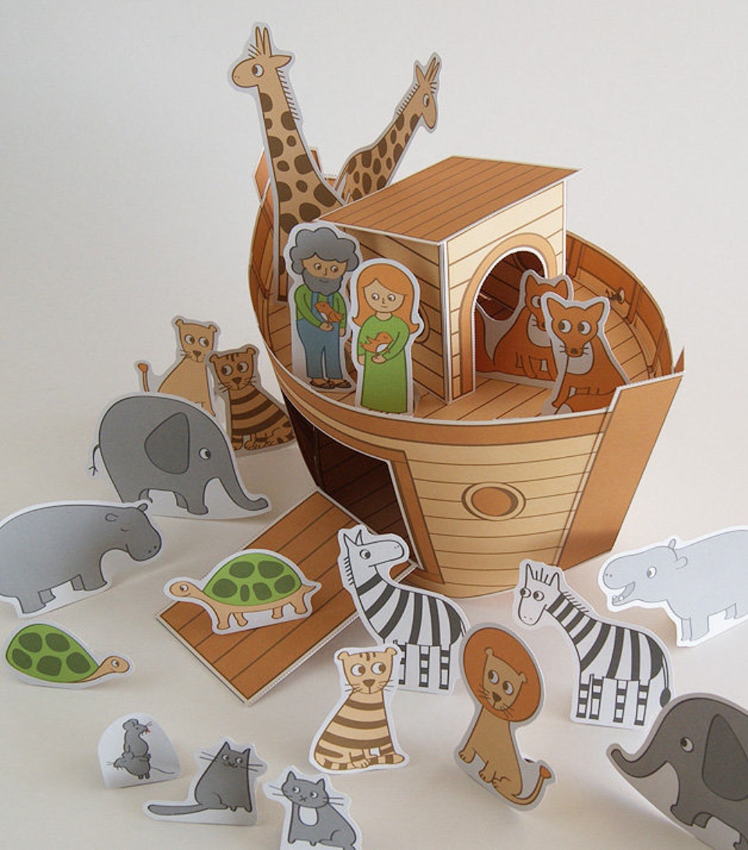 Bastelbuch "Arche Noah" DIY basteln Tier & Arche aus Pappe Zebra Löwe ...