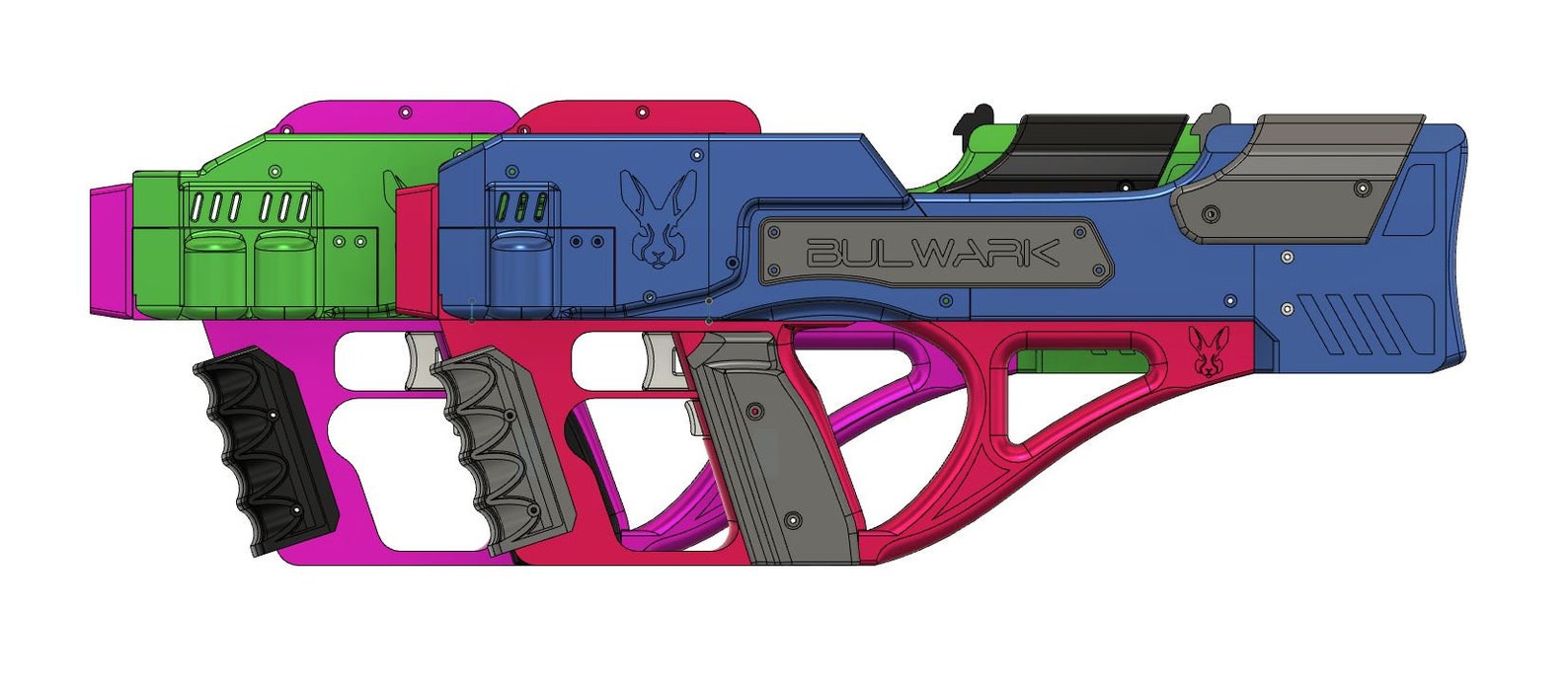 Bulwark Nerf Blaster Full Auto 'bullpup' Top Loading digital STL ...