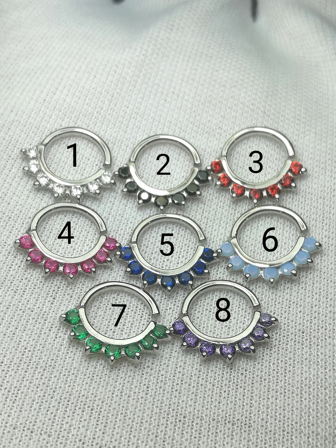 925 Sterling Silver Septum 16g Wire CZ Premium Grade White Gold Plated ...