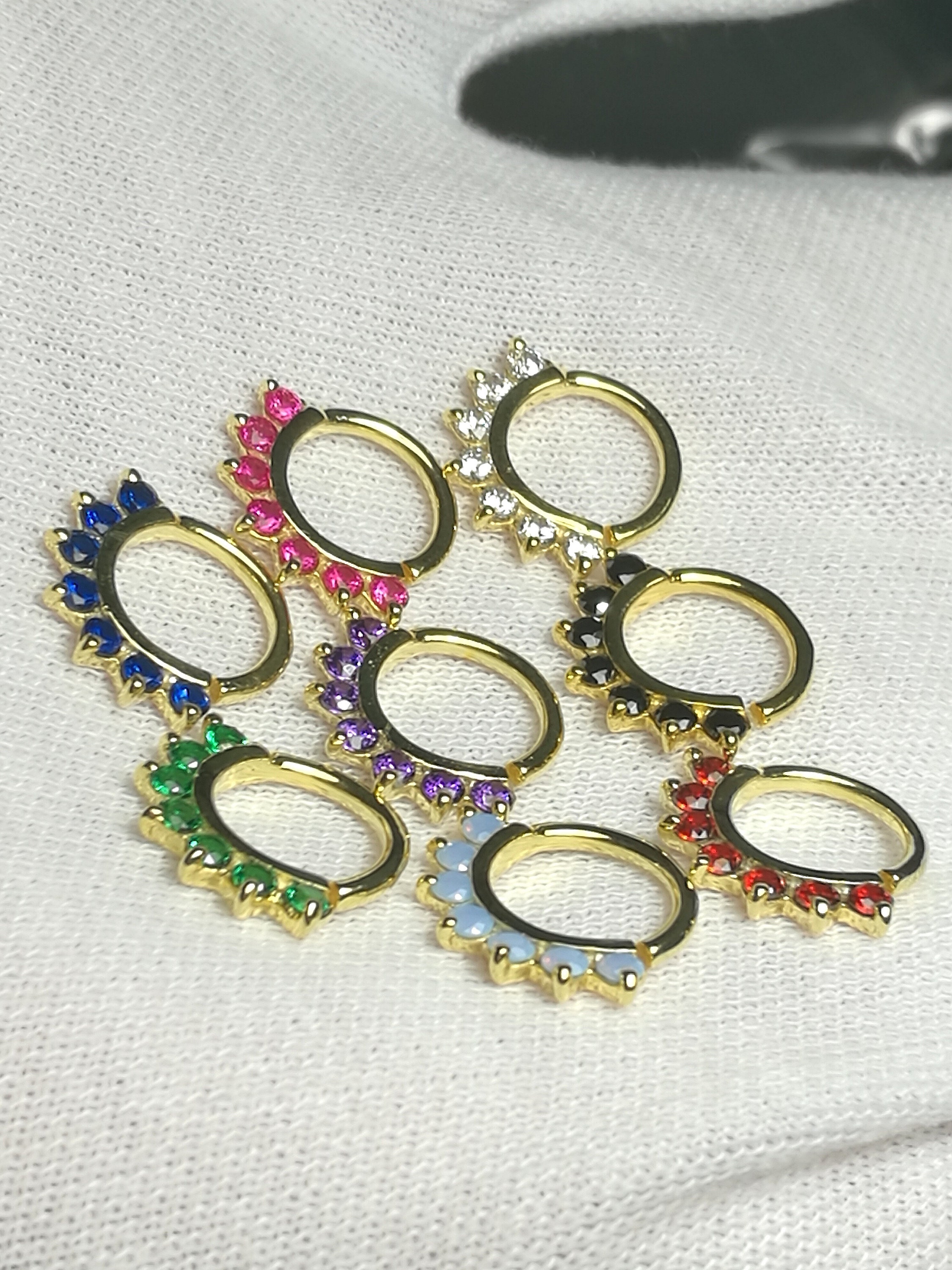 925 Sterling Silver Septum 16g Wire CZ Premium Grade Yellow | Etsy