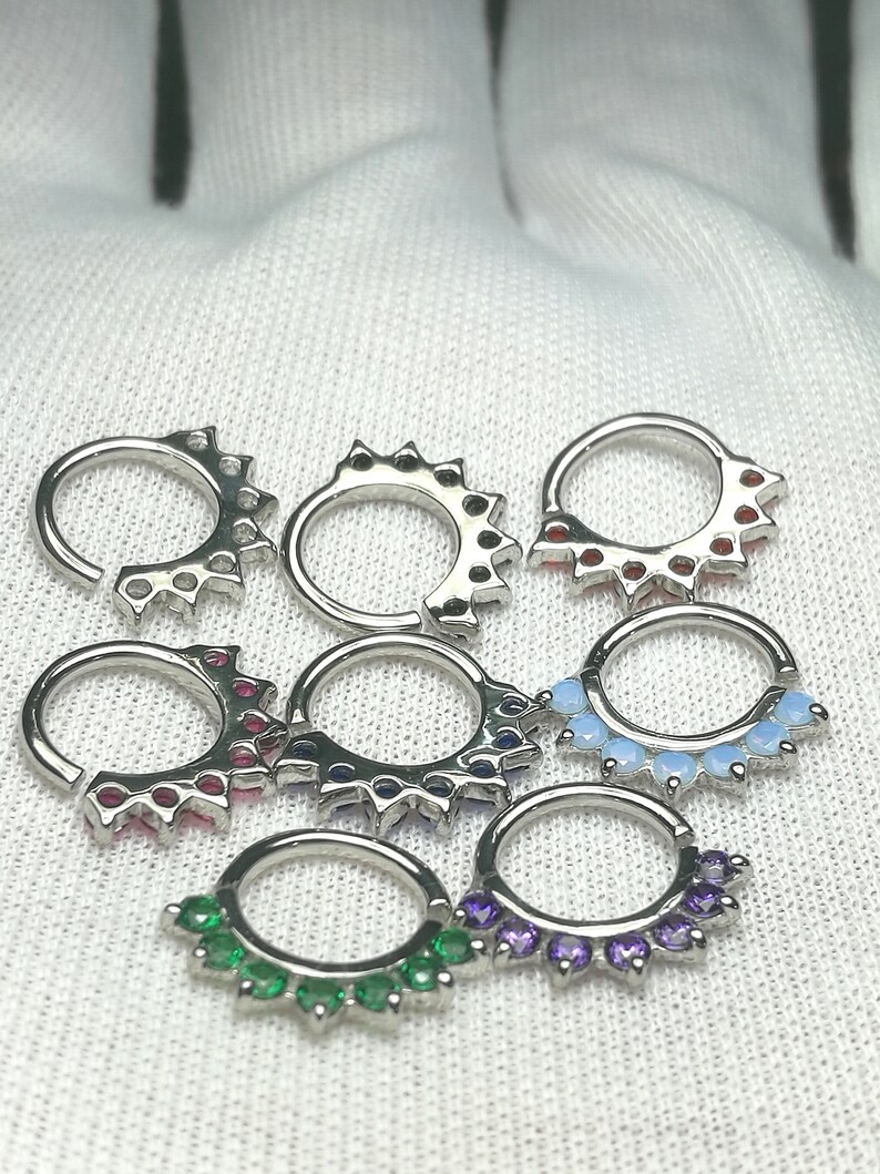 925 Sterling Silver Septum 16g Wire CZ Premium Grade White | Etsy