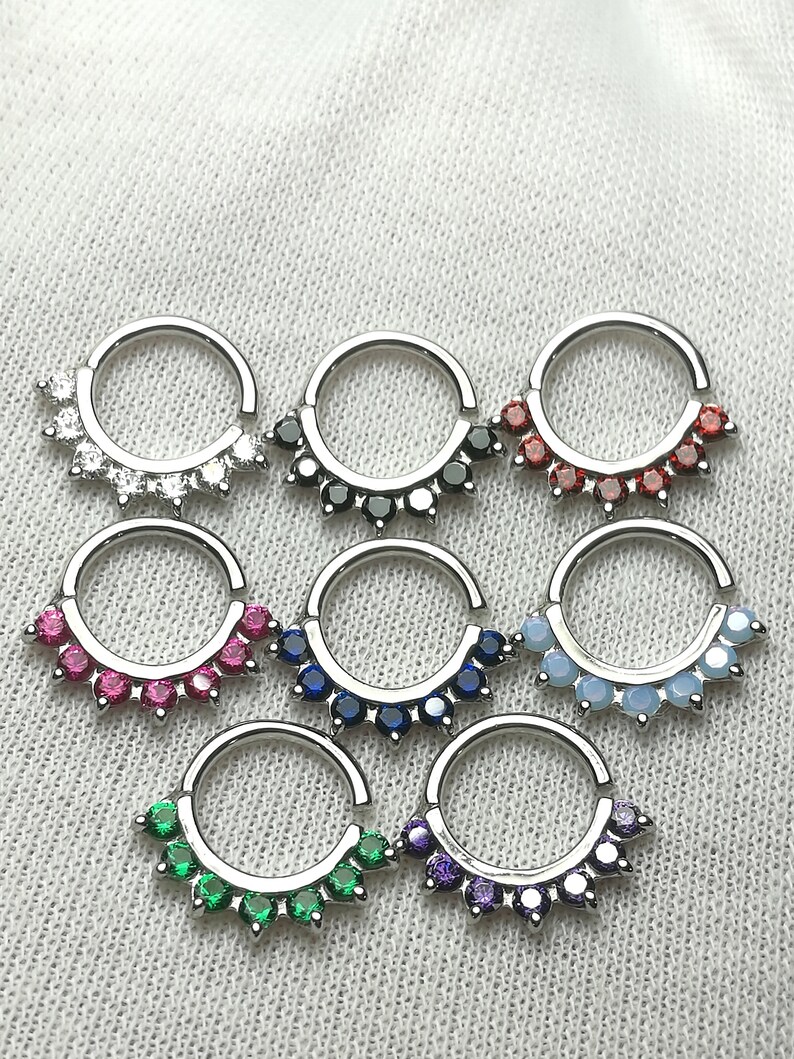 925 Sterling Silver Septum 16g Wire CZ Premium Grade White | Etsy