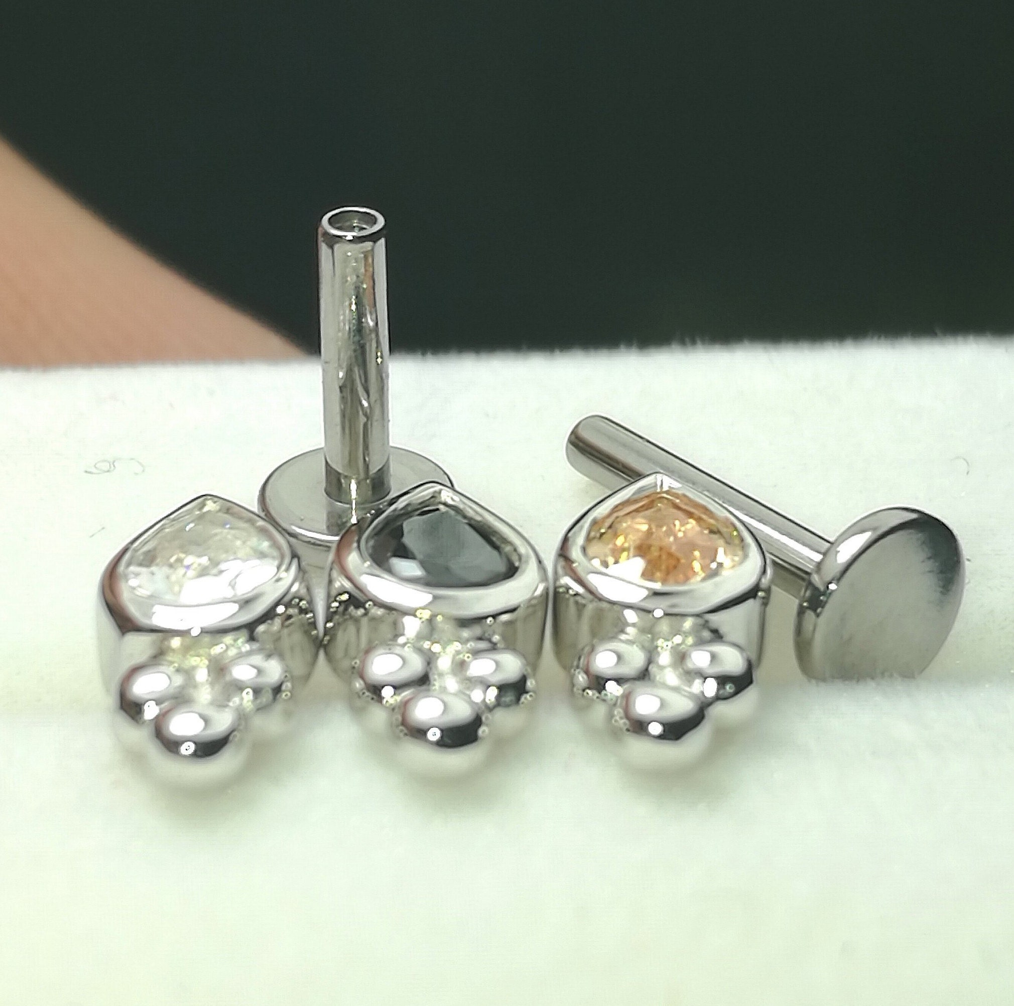 925 Silver 16g Labret Piercing White Gold Plated Internally | Etsy