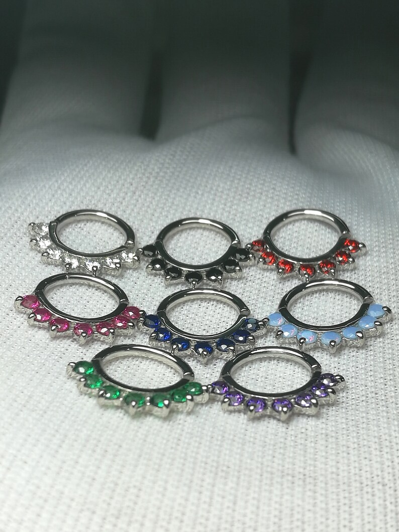 925 Sterling Silver Septum 16g Wire CZ Premium Grade White | Etsy