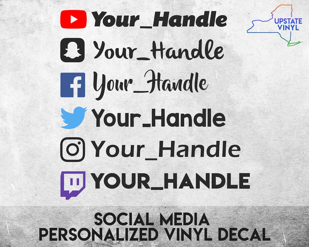Social Media Handle - Custom Vinyl Decal - Multiple Fonts/logos ...