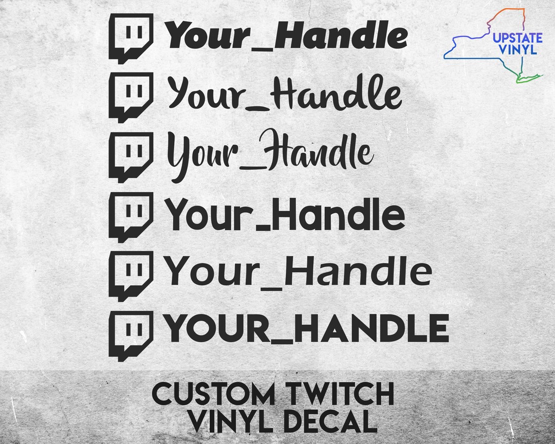 Twitch Handle - Custom Vinyl Decal - Multiple Fonts Available! - Etsy