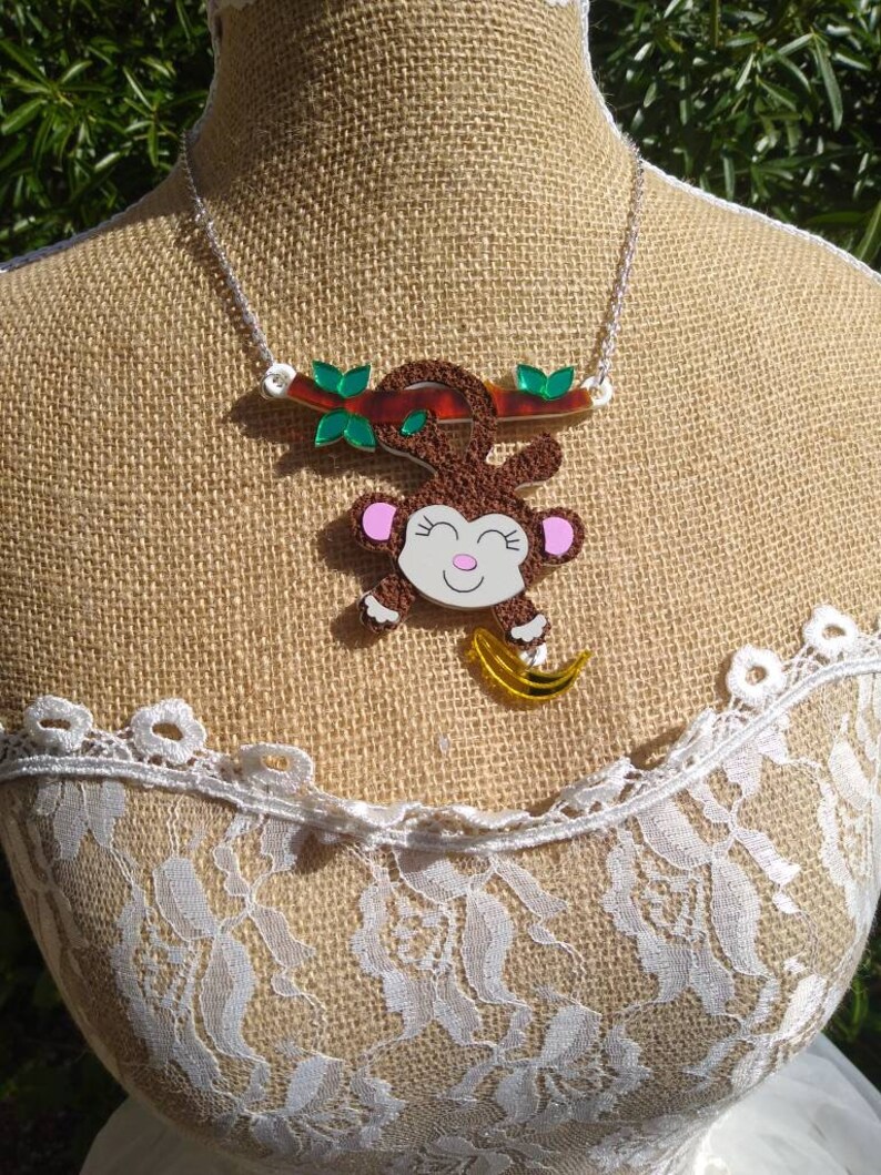 Monkeymonkey necklacemonkey jewelryacrylic necklaceacrylic | Etsy