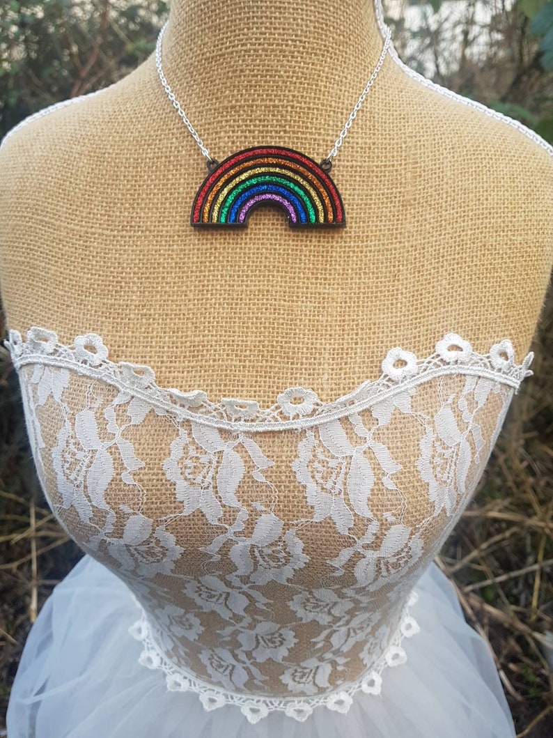 Rainbow Necklace LGBT Necklace Rainbow Gay - Etsy UK