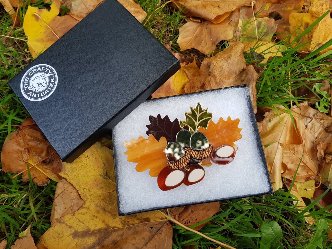 Autumn Brooch,brooch,acrylic Brooch,acorn,acorn Brooch,statement Brooch ...