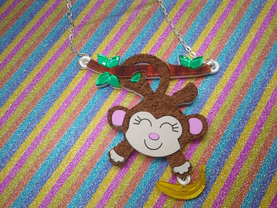 Monkeymonkey necklacemonkey jewelryacrylic necklaceacrylic | Etsy