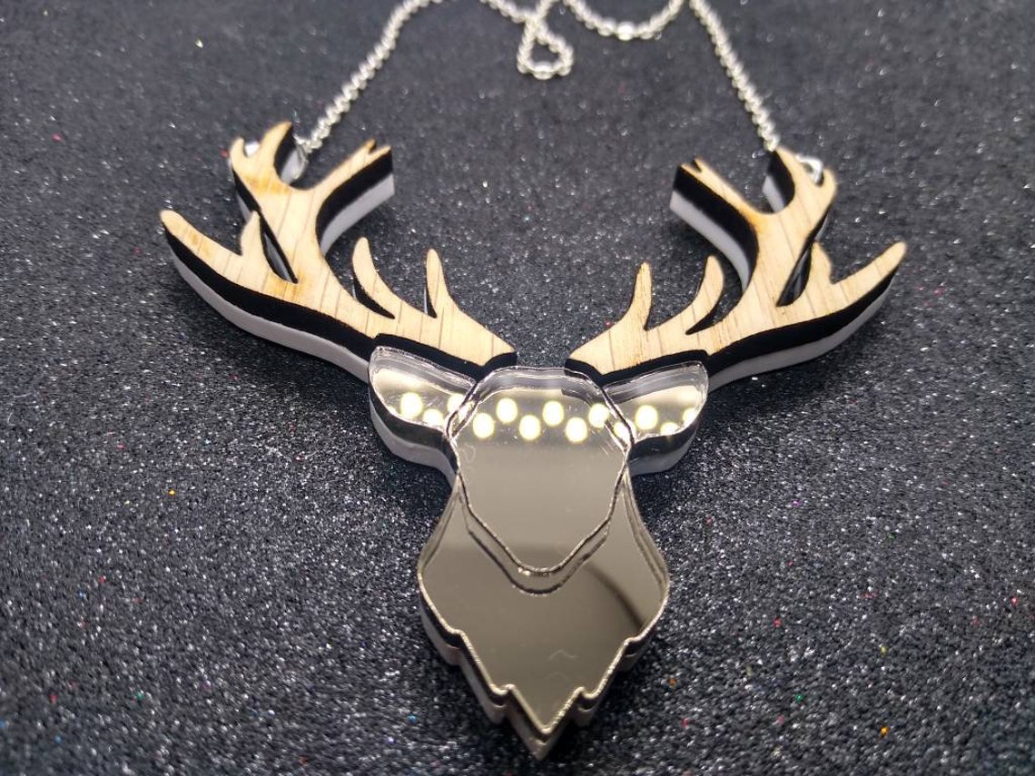 Stag Necklace Stag Animal Necklace Acrylic Necklace - Etsy