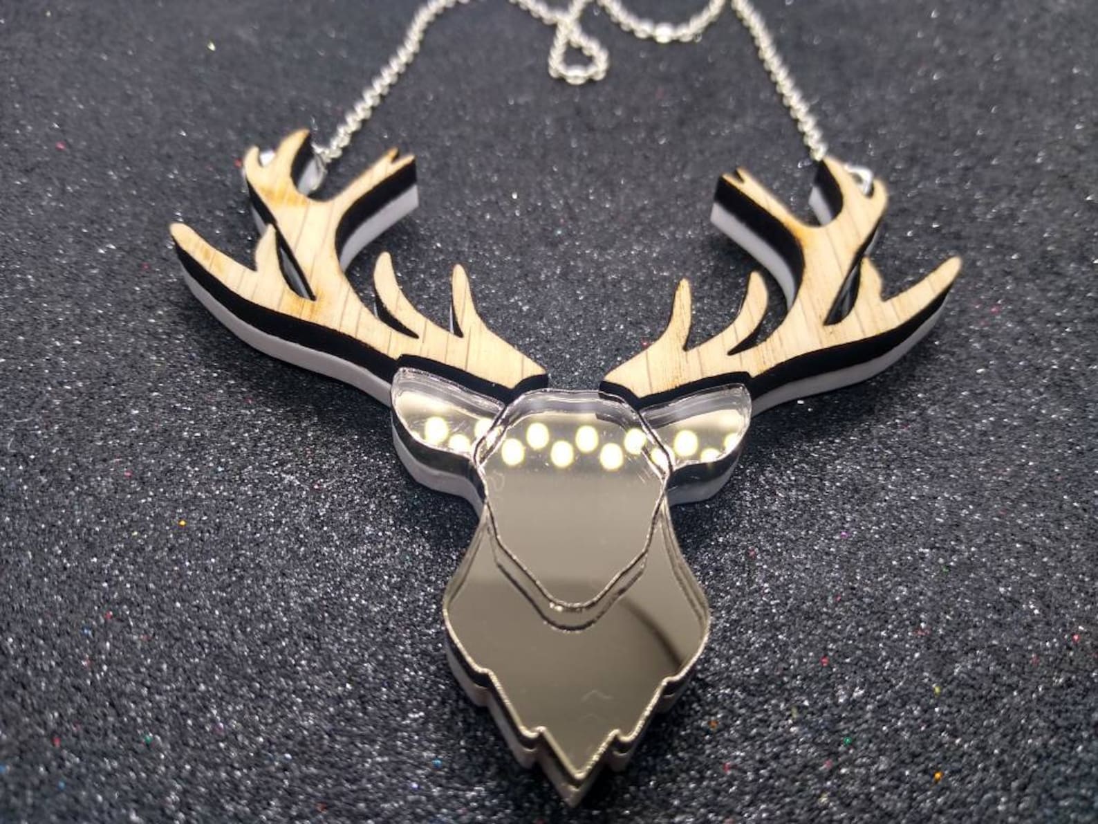 Stag Necklace Stag Animal Necklace Acrylic Necklace - Etsy