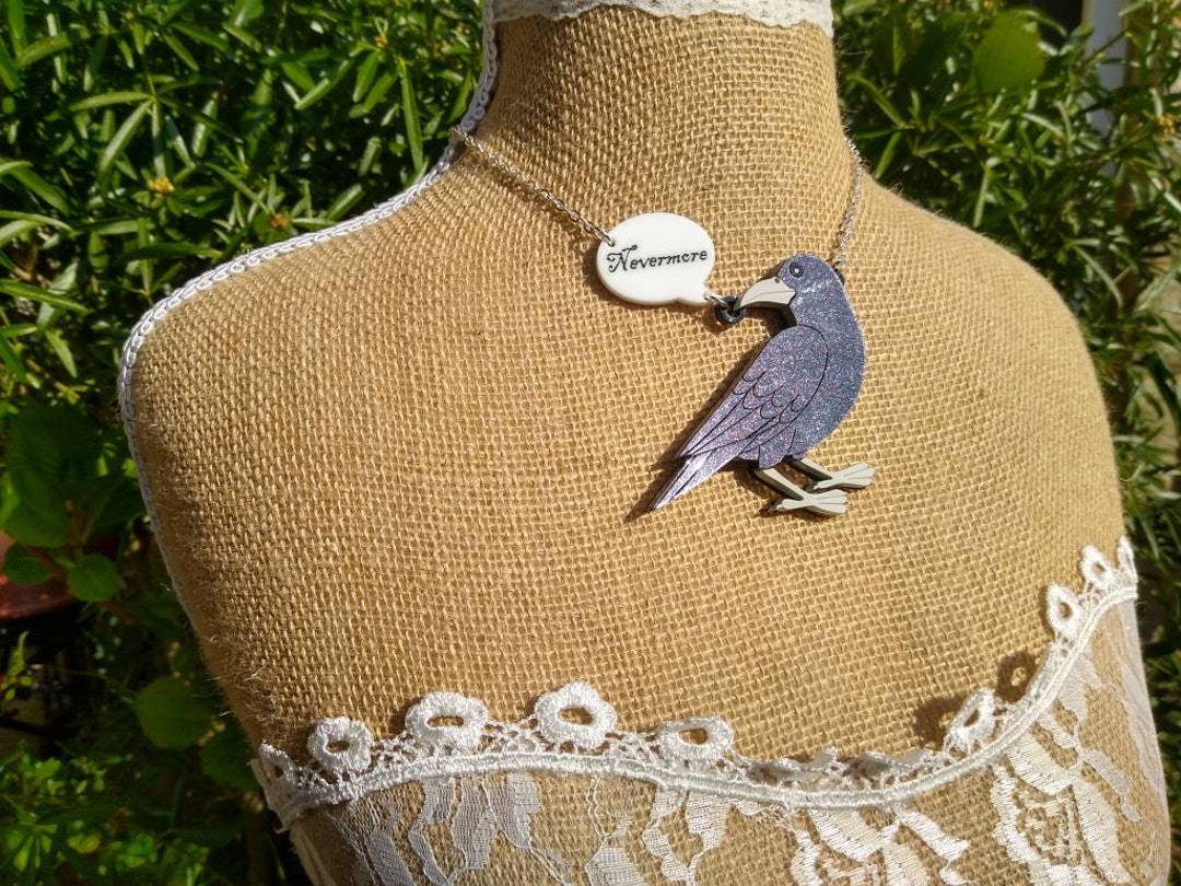Raven,raven Necklace,bird Necklace, Acrylic Necklace,acrylic Jewelry ...