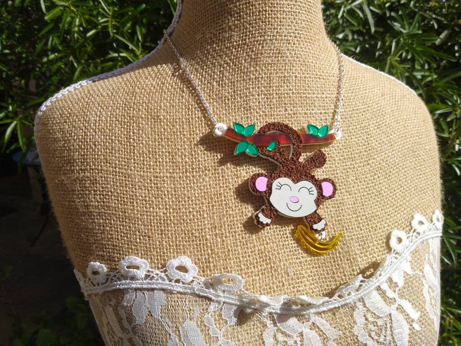 Monkeymonkey necklacemonkey jewelryacrylic necklaceacrylic | Etsy