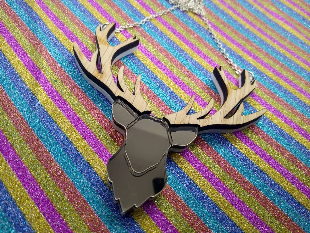 Stag Necklace, Stag, Animal Necklace, Acrylic Necklace, Statement ...