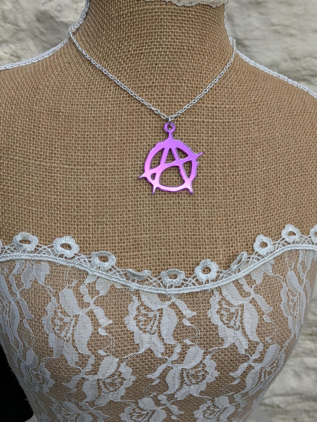 Purple Mirror Acrylic Anarchy Logo Necklace, Punk Cosplay - Etsy