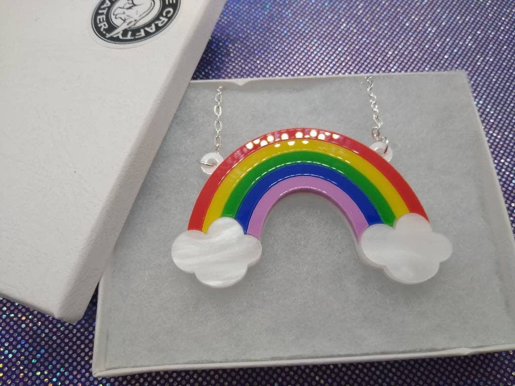 Rainbow Necklace Rainbow Necklace Pride Necklace Gay Pride | Etsy