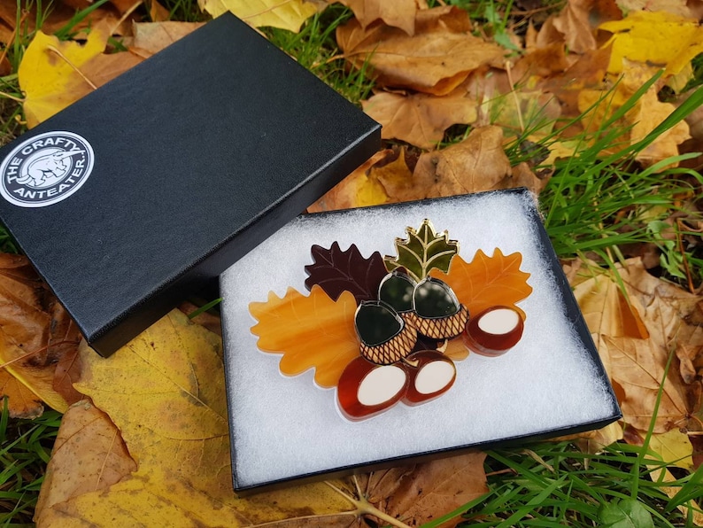 Autumn Broochbroochacrylic Broochacornacorn - Etsy UK