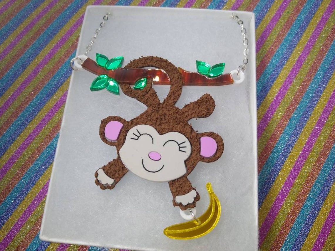 Monkey,monkey Necklace,monkey Jewelry,acrylic Necklace,acrylic Jewelry ...