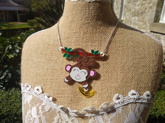 Monkeymonkey necklacemonkey jewelryacrylic necklaceacrylic | Etsy
