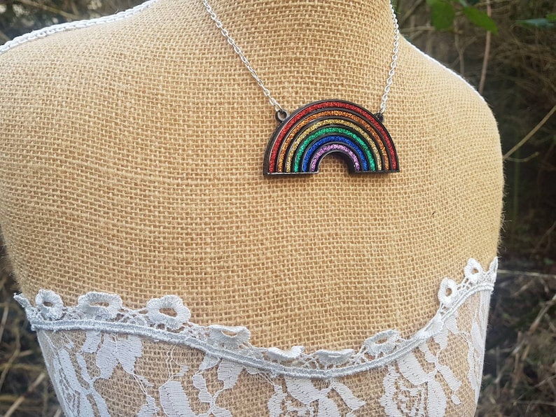 Rainbow Necklace LGBT Necklace Rainbow Gay - Etsy UK