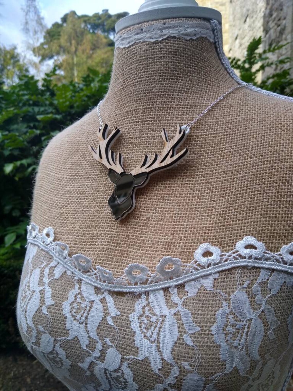 Stag Necklace, Stag, Animal Necklace, Acrylic Necklace, Statement ...