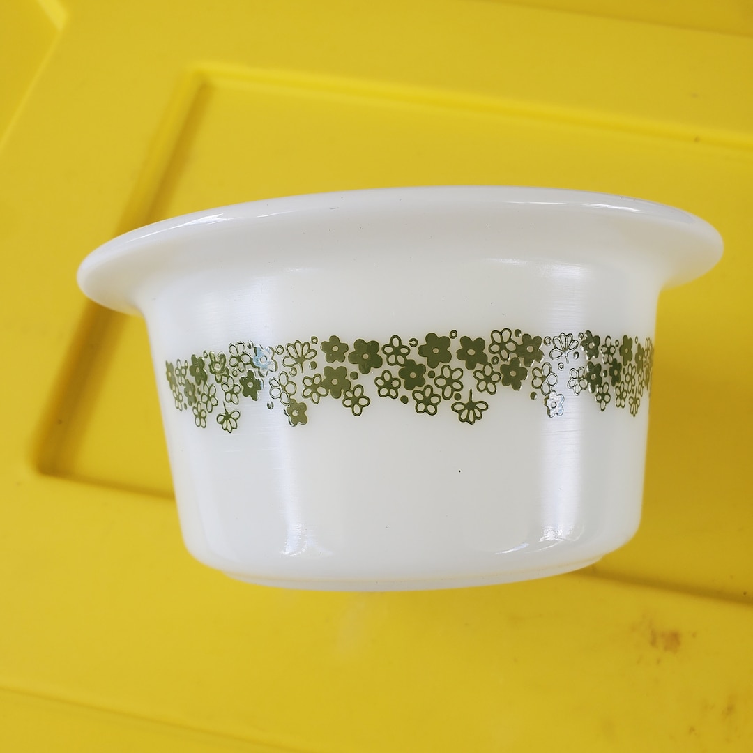 Vintage Pyrex Spring Blossom White & Green Bowl #25 - Etsy