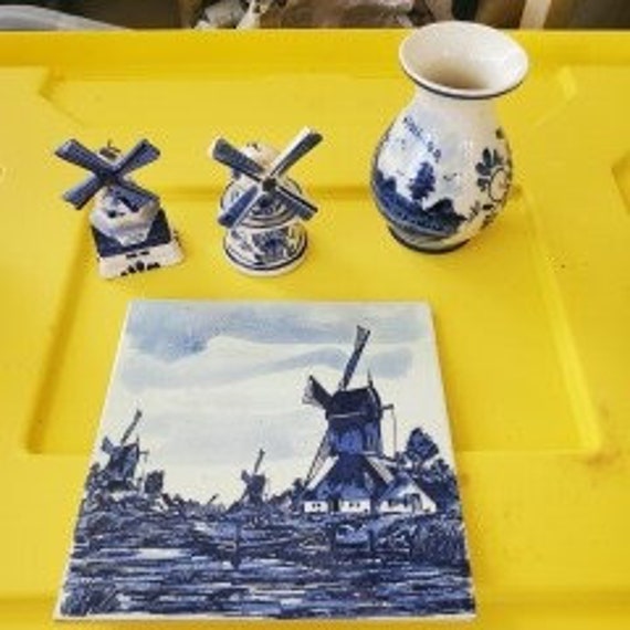 Vintage Blue Delft Decorator Items set of 3 - Etsy