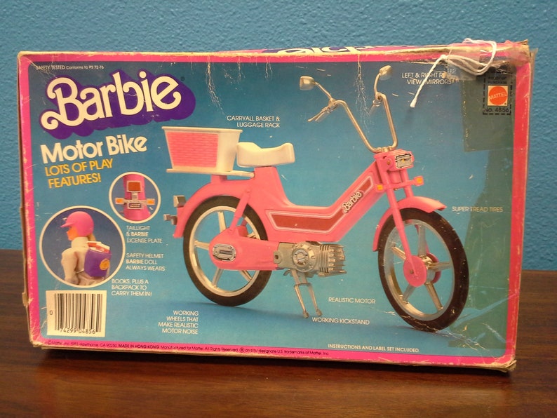 Vintage Barbie Motor Bike With Helmet and Original Box 1983 - Etsy