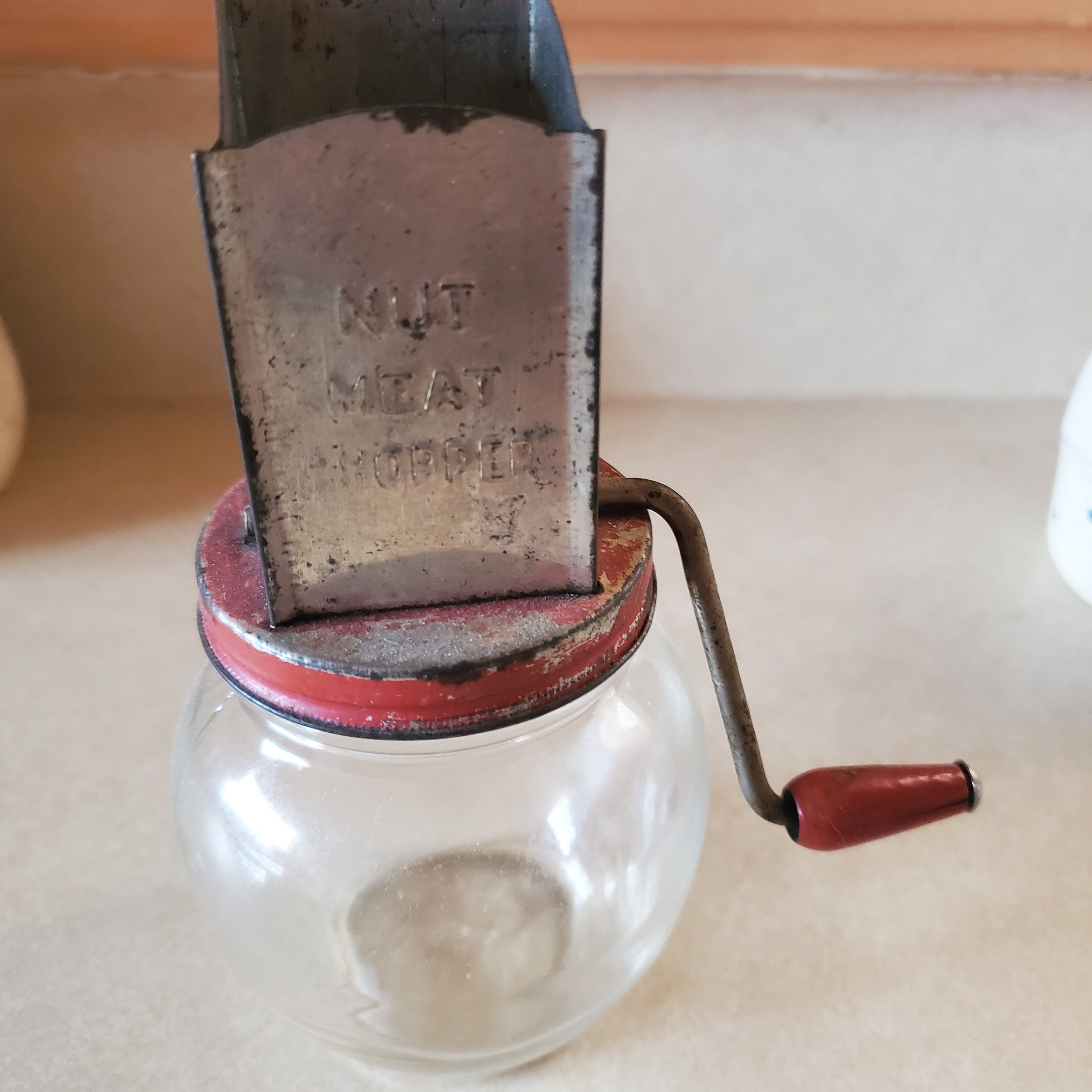 Vintage Red Androck Nut Meat Chopper Hazel Atlas #5935 Glass Jar - Etsy