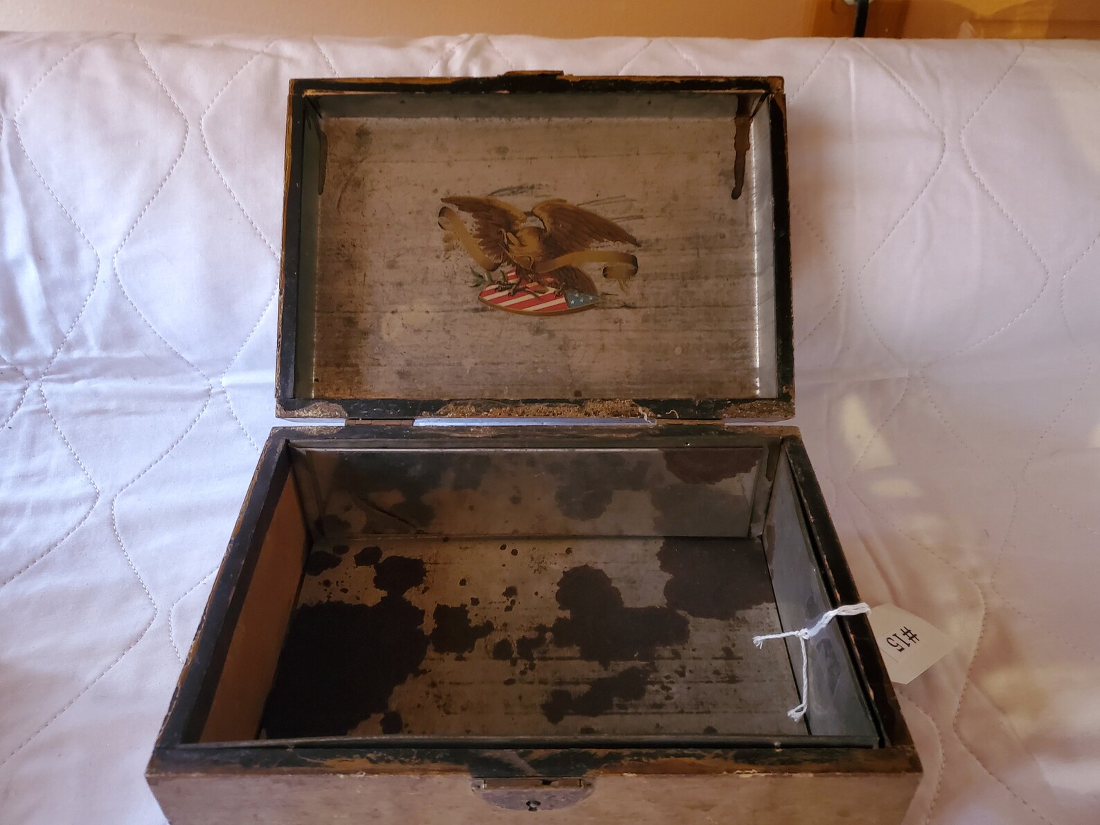 Vintage Wood Box With Tin Lining & Eagle Picture - Etsy