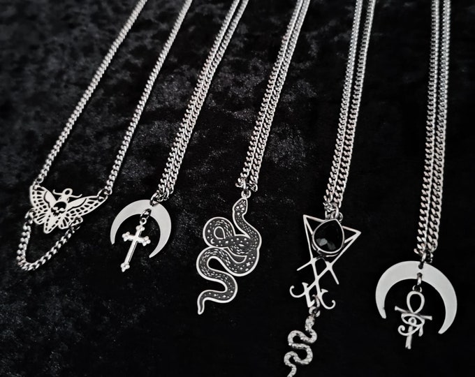 Goth Ankh. Silver Ankh Necklace. Ankh Pendant. Gothic Ankh. Goth Beaded ...