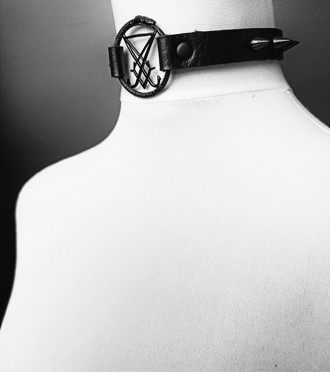 Snake Satanic Black Studded Choker Vegan Leather - Etsy
