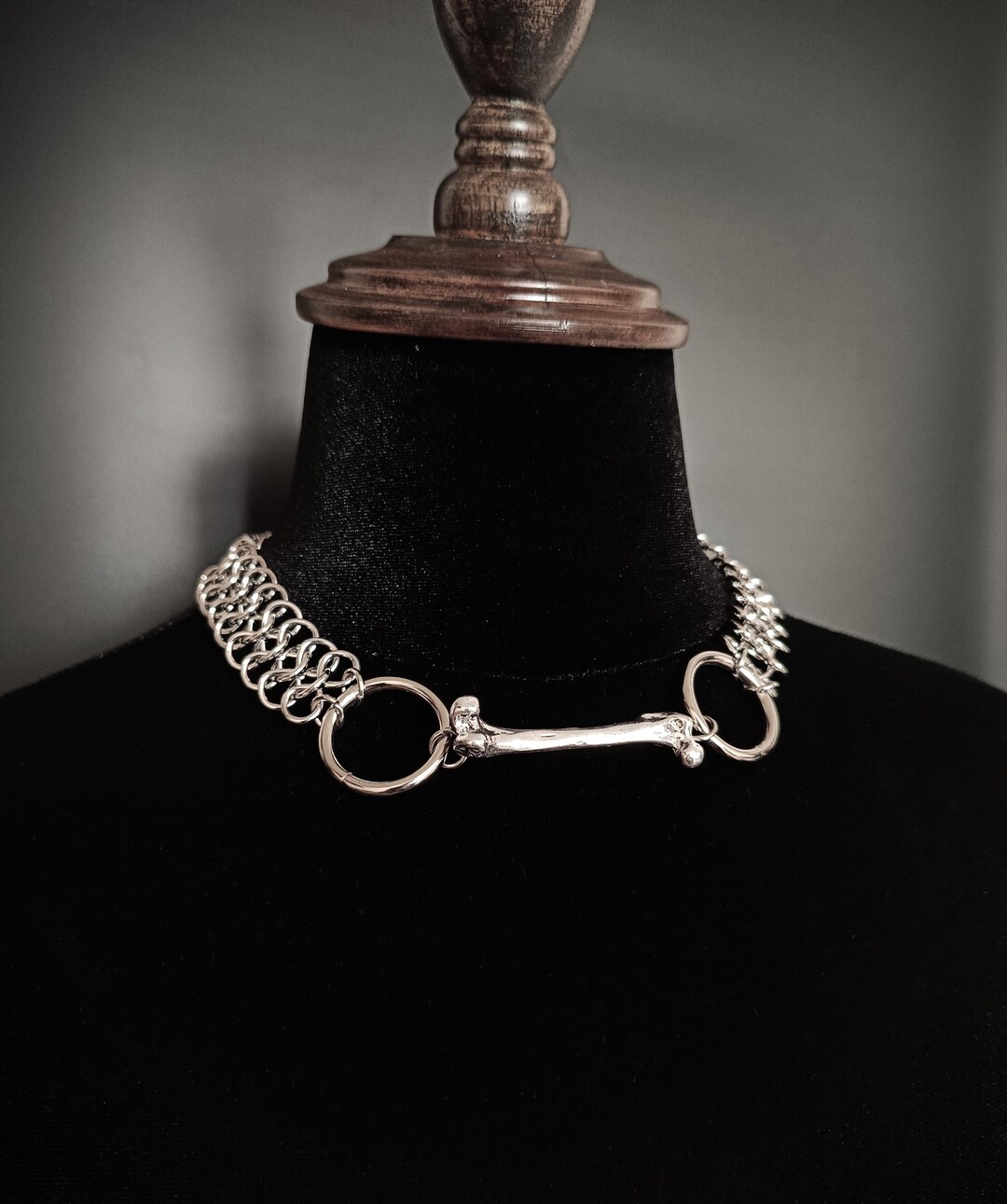 Femur Bone Chainmail Choker With Double O-rings, Medieval Necklace - Etsy