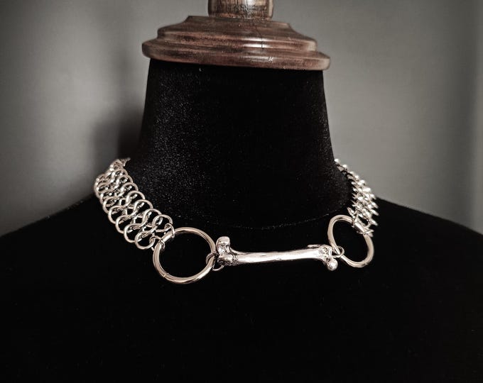 Femur Bone Chainmail Choker With Double O-rings, Medieval Necklace - Etsy