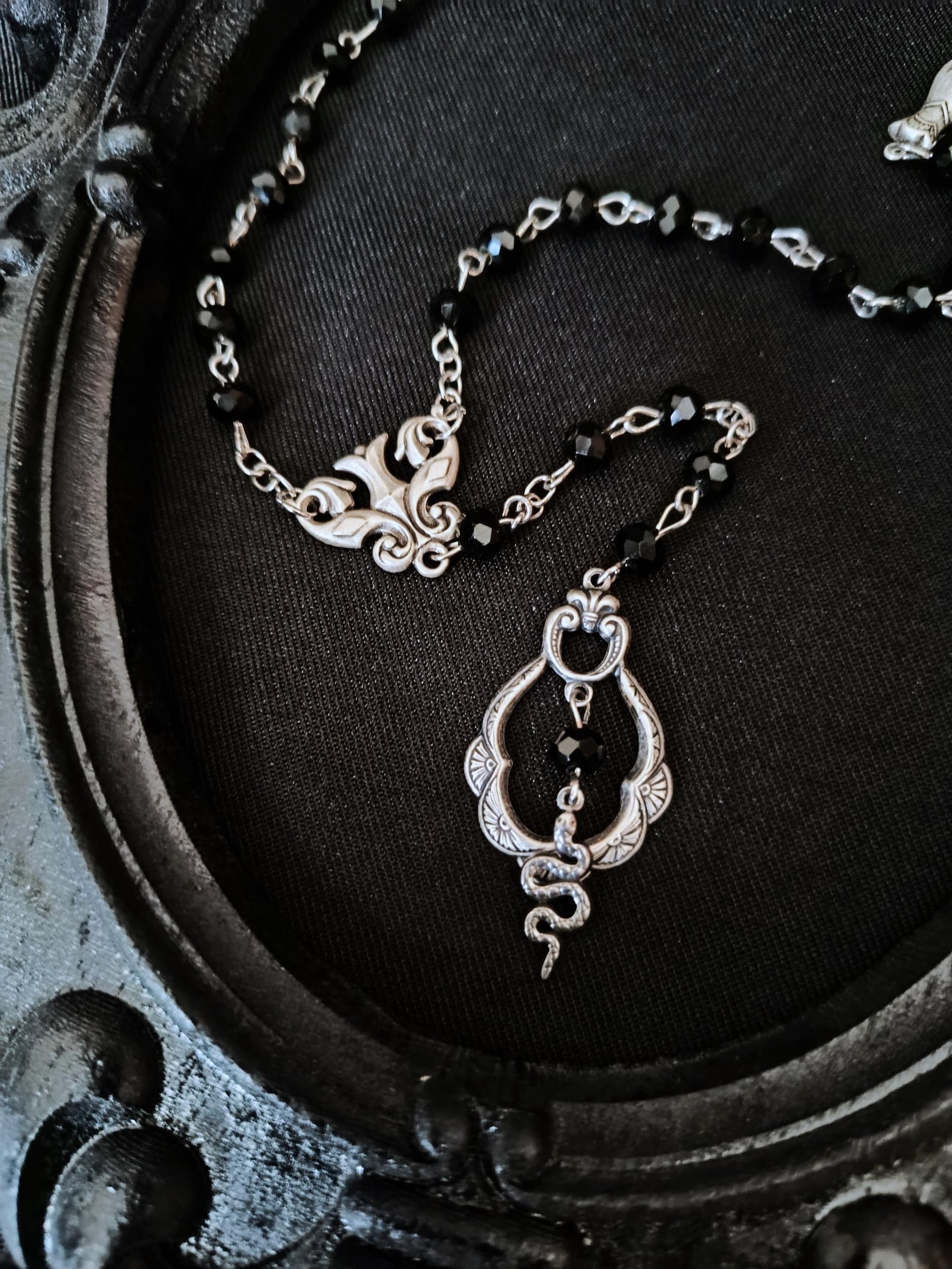 Victorian Hands Gothic Dangle Snake Rosary Necklace, Trad Goth - Etsy