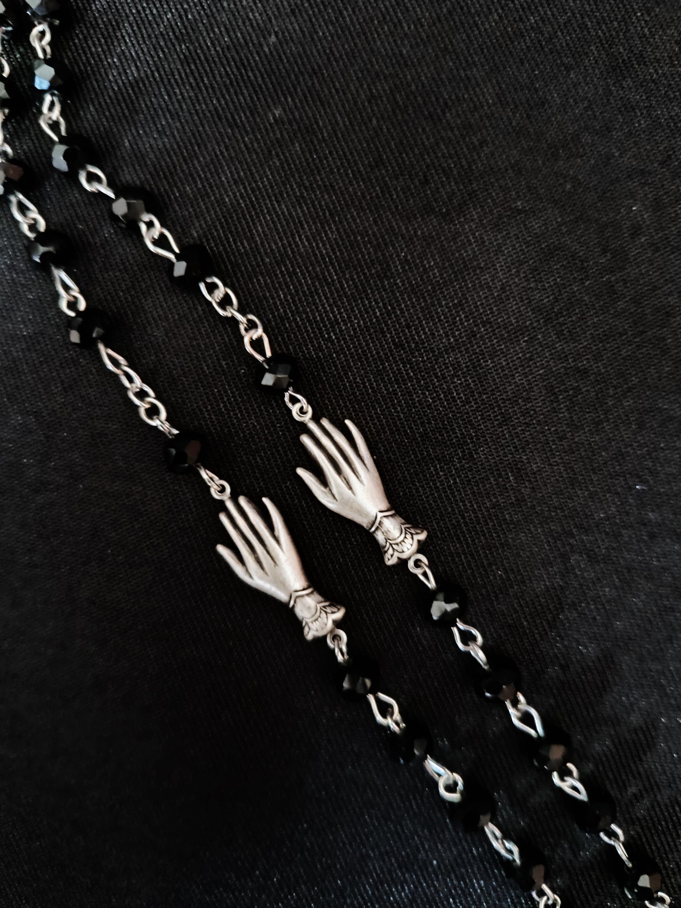 Victorian Hands Gothic Dangle Snake Rosary Necklace, Trad Goth - Etsy