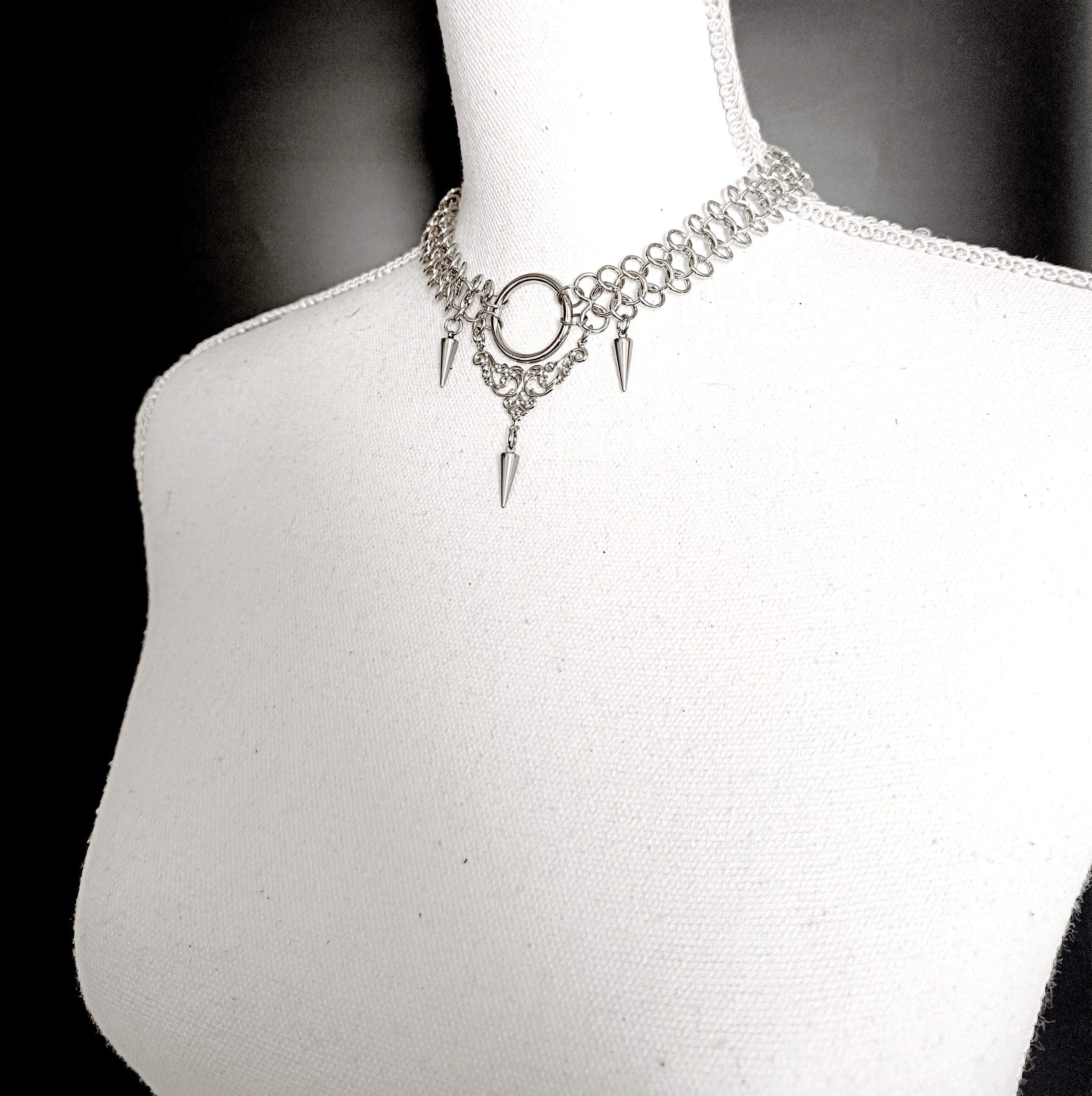 Vampire - Chainmaille Gothic Necklace/choker in Stainless Steel ...