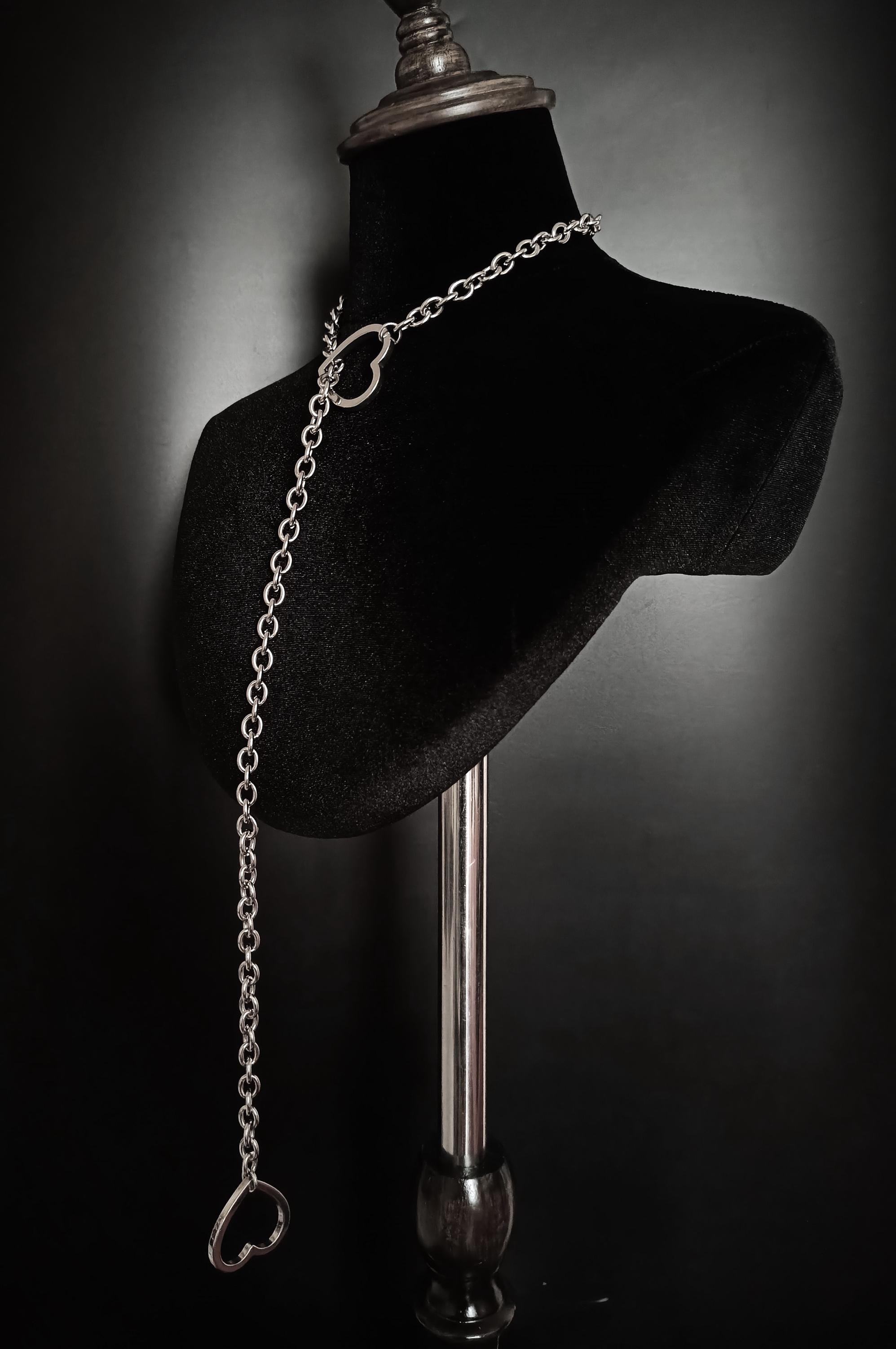 Hearts Slip Chain Necklace in Stainless Steel - Etsy