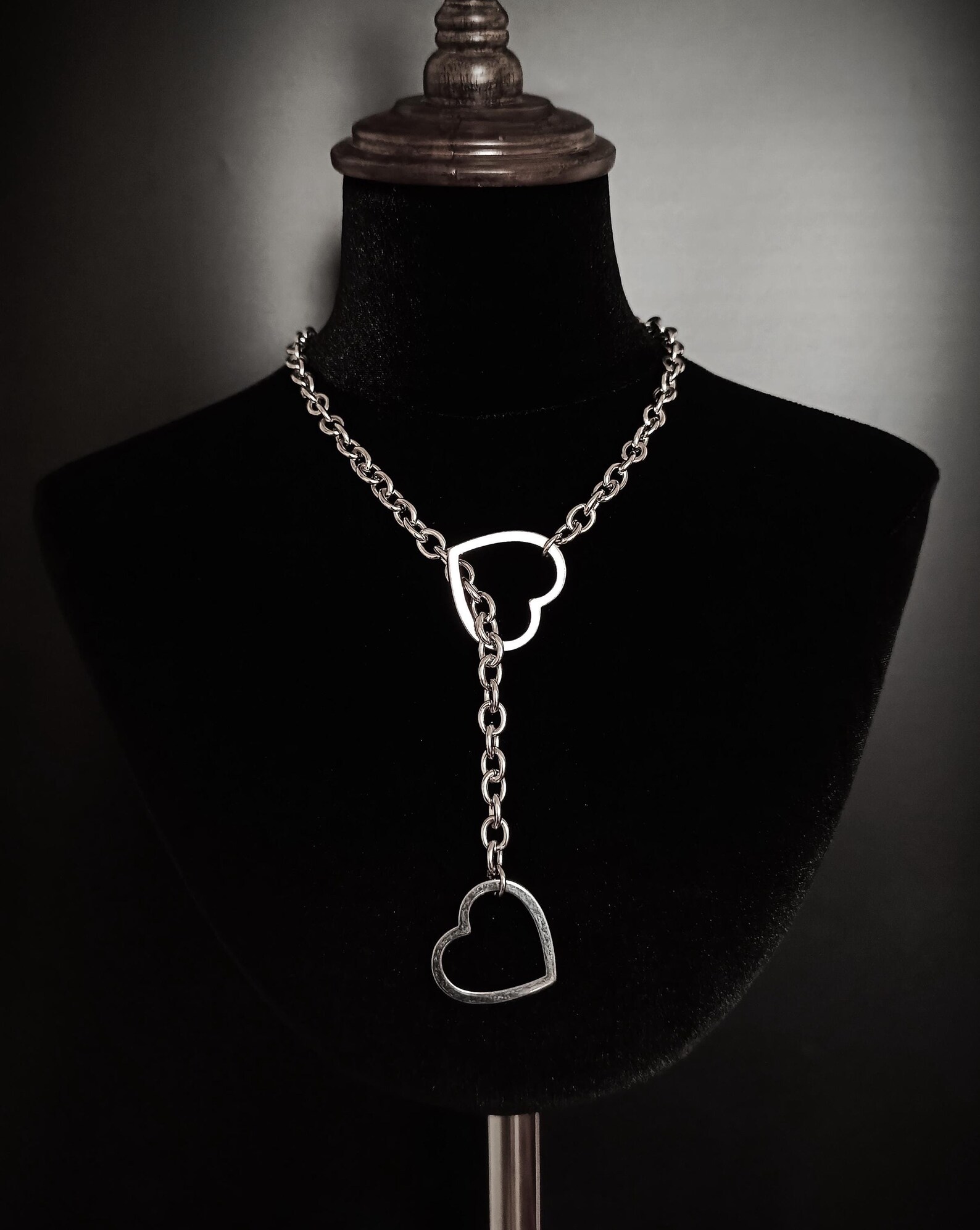 Hearts Slip Chain Necklace in Stainless Steel - Etsy