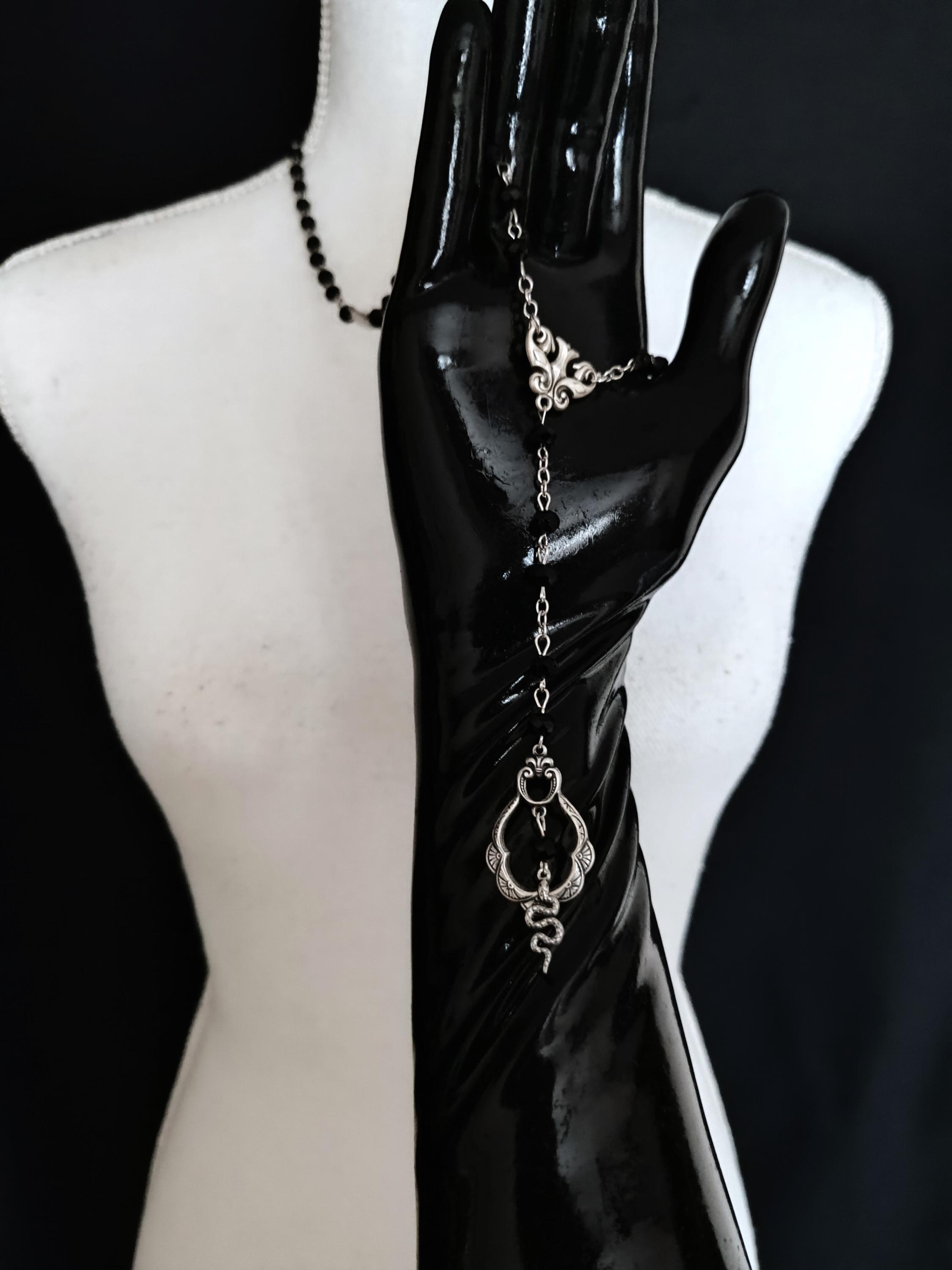 Victorian Hands Gothic Dangle Snake Rosary Necklace, Trad Goth - Etsy