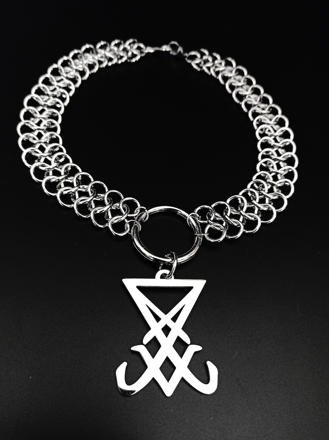 Chainmaille Satanic Choker, Gothic Necklace, Stainless Steel Chain ...