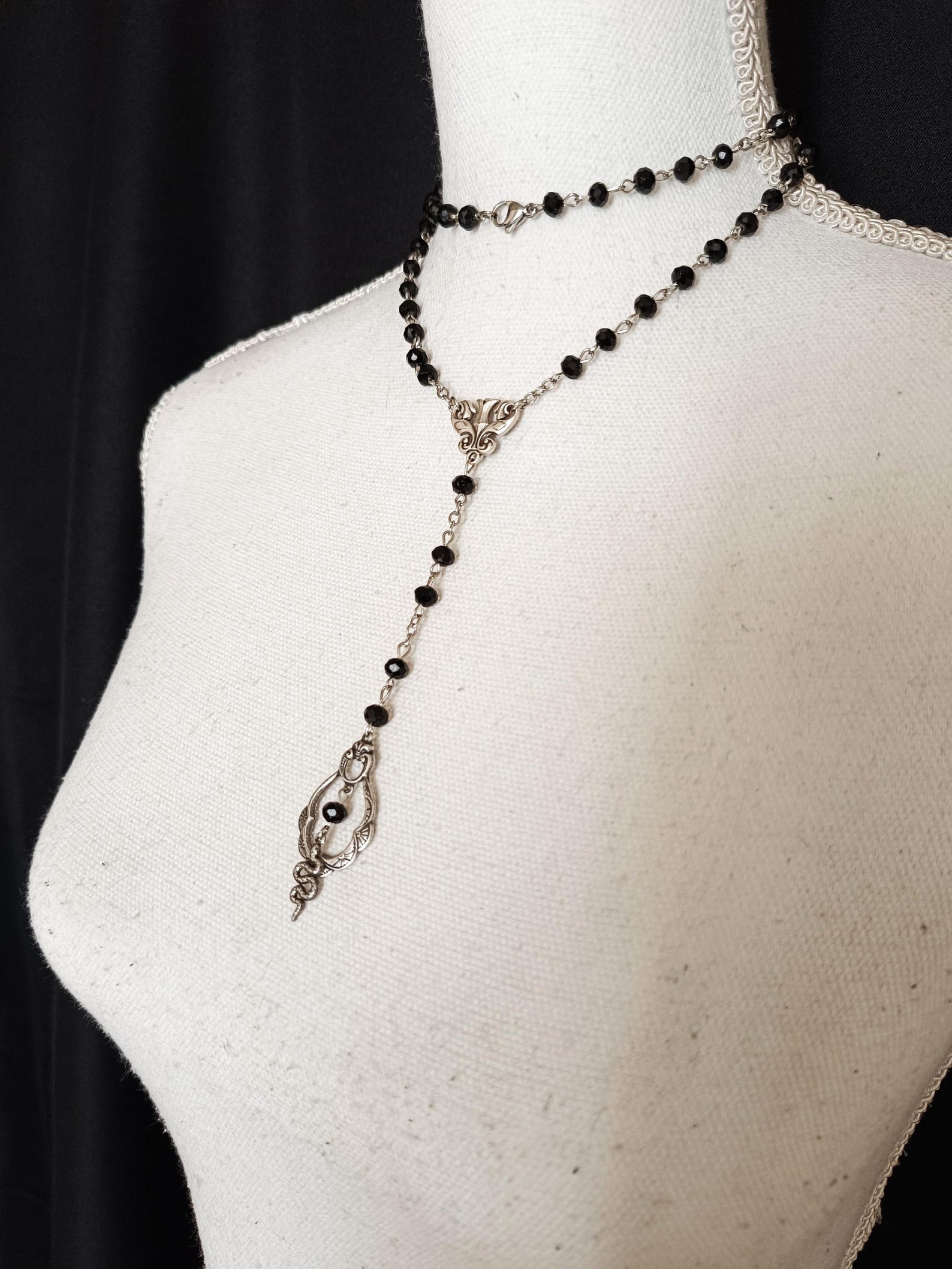 Victorian Hands Gothic Dangle Snake Rosary Necklace, Trad Goth - Etsy