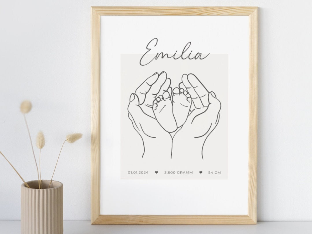 Baby Feet Poster for Birth I Personalizable Gift for Birth I Minimalist ...