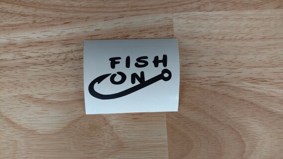 Fish on Fishing Hook Sticker 9 Sizes 22 Colors to Choose From | Etsy