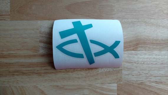 Christian Fish With Cross Symbol With Faith Vinyl Decal 22 | Etsy